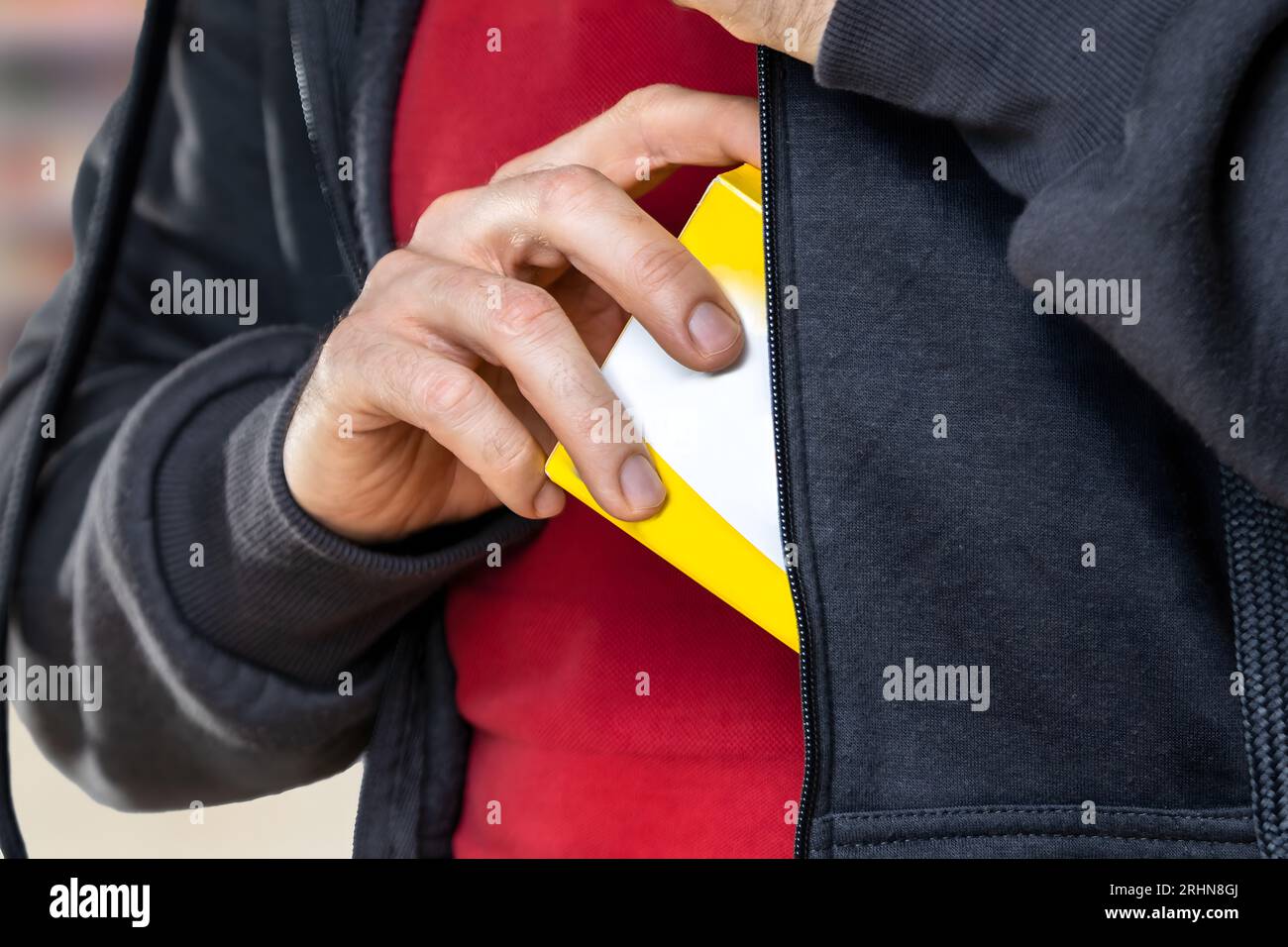 Retail Shoplifting. Man Stealing In Supermarket. Theft At Shop Stock ...