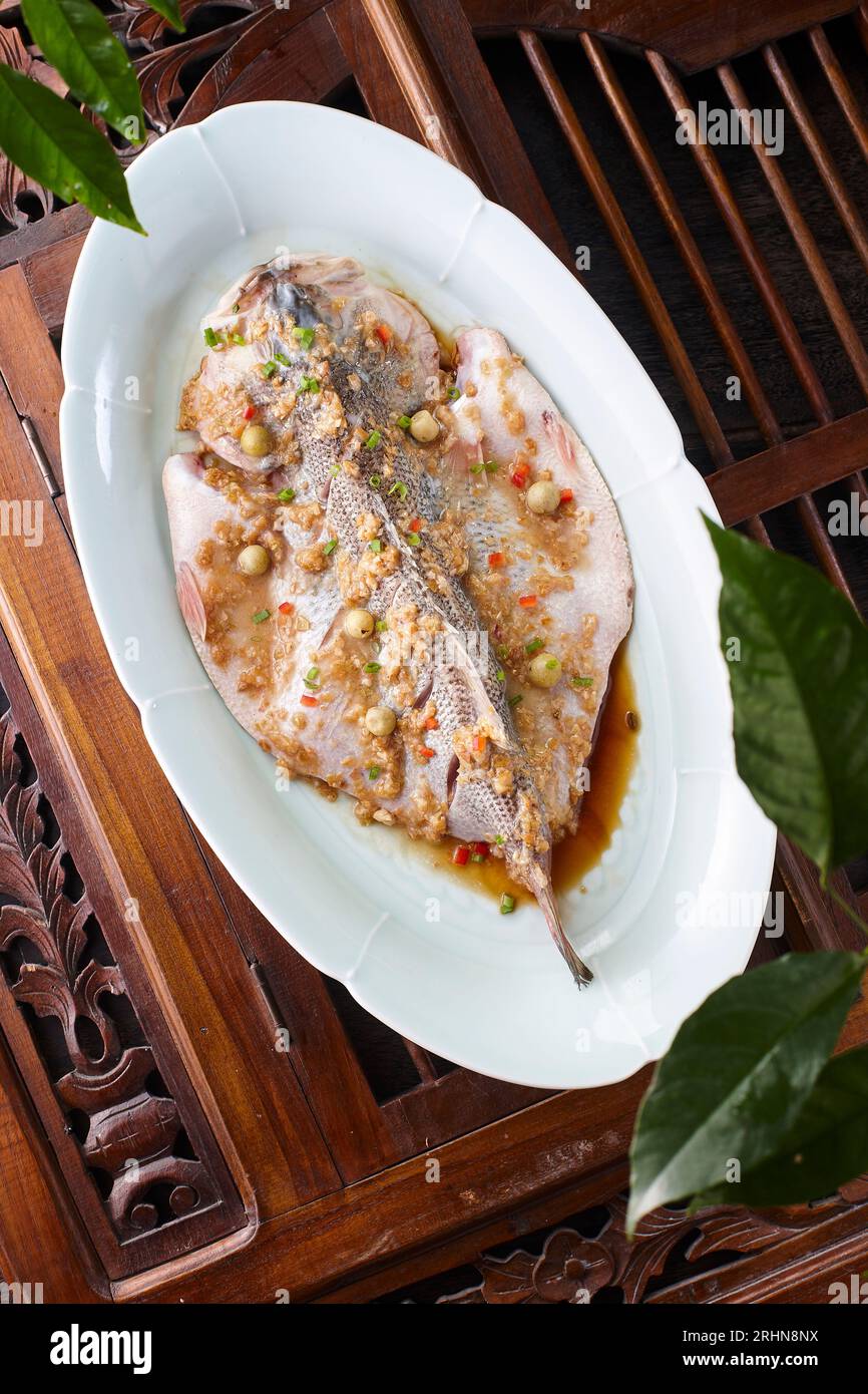 Chinese Cuisine Steam Yellow Crocker Fish Stock Photo - Alamy