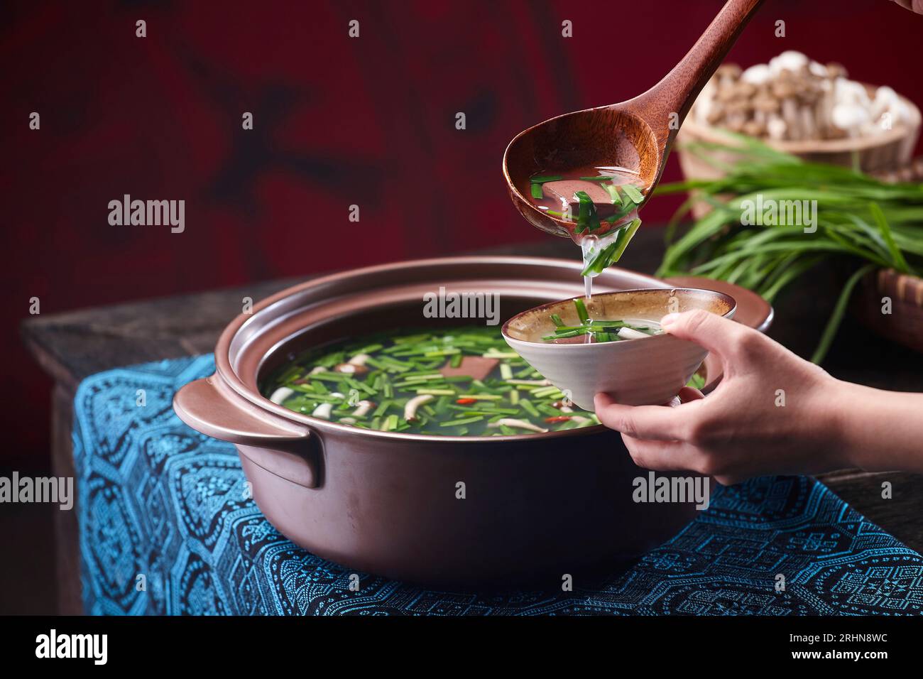 Stewed Duck Blood with Chinese Chives soup Stock Photo - Alamy