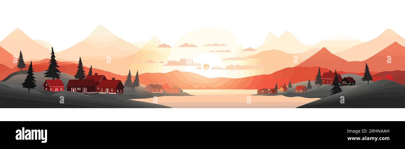 Village sunrise Stock Vector Images - Alamy