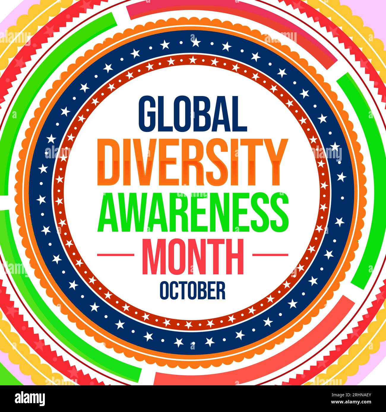 October is Global Diversity Awareness Month, background design with colorful shapes and ...