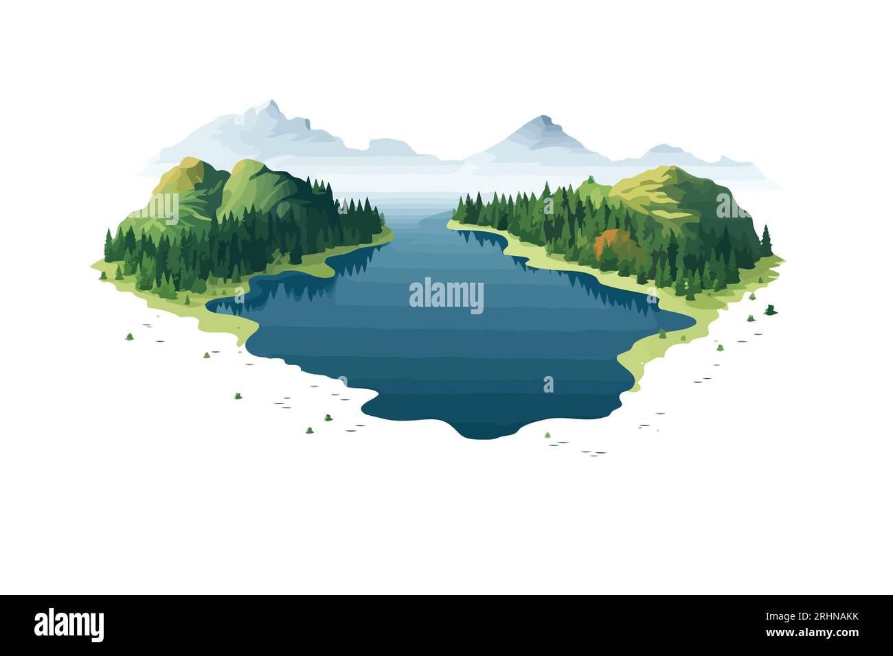 Lake and grass aerial view Stock Vector Images - Alamy