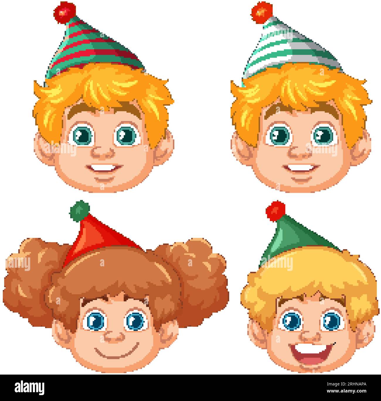 Happy children celebrating with party hats and smiles Stock Vector ...