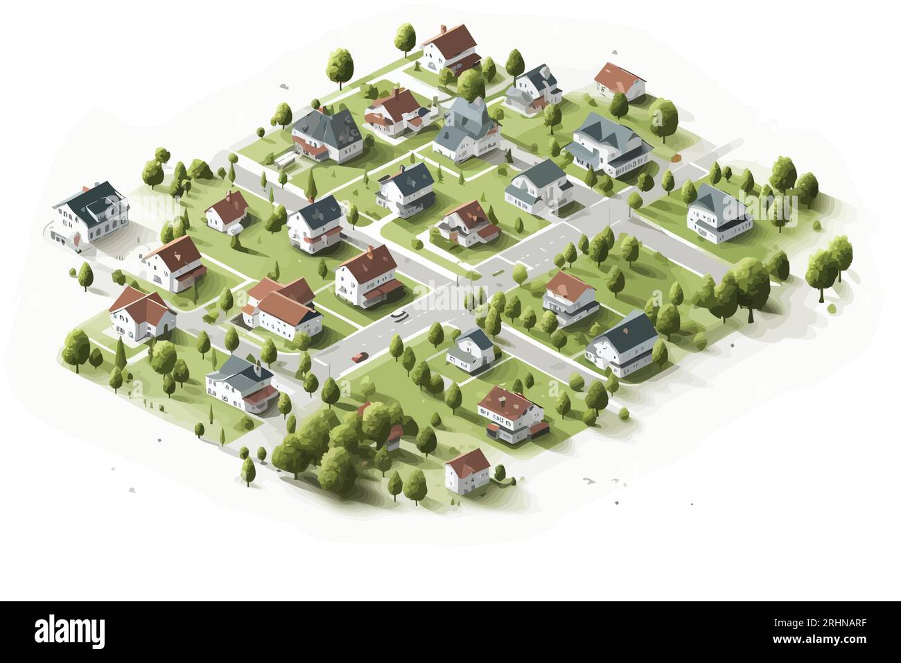 top view aerial shot of village vector flat isolated Stock Vector Image ...