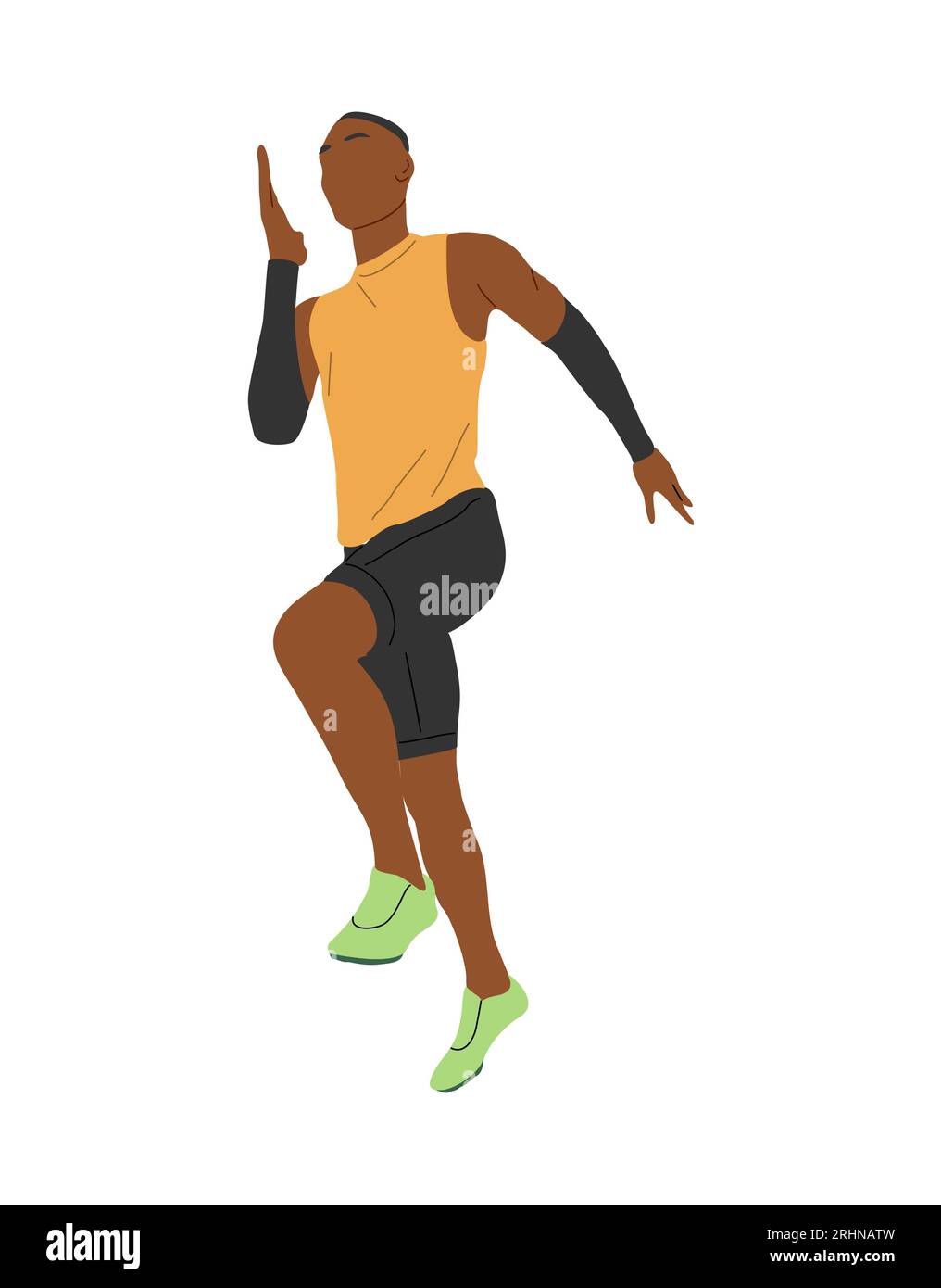 Black athlete sportsman running vector on white Stock Vector Image ...