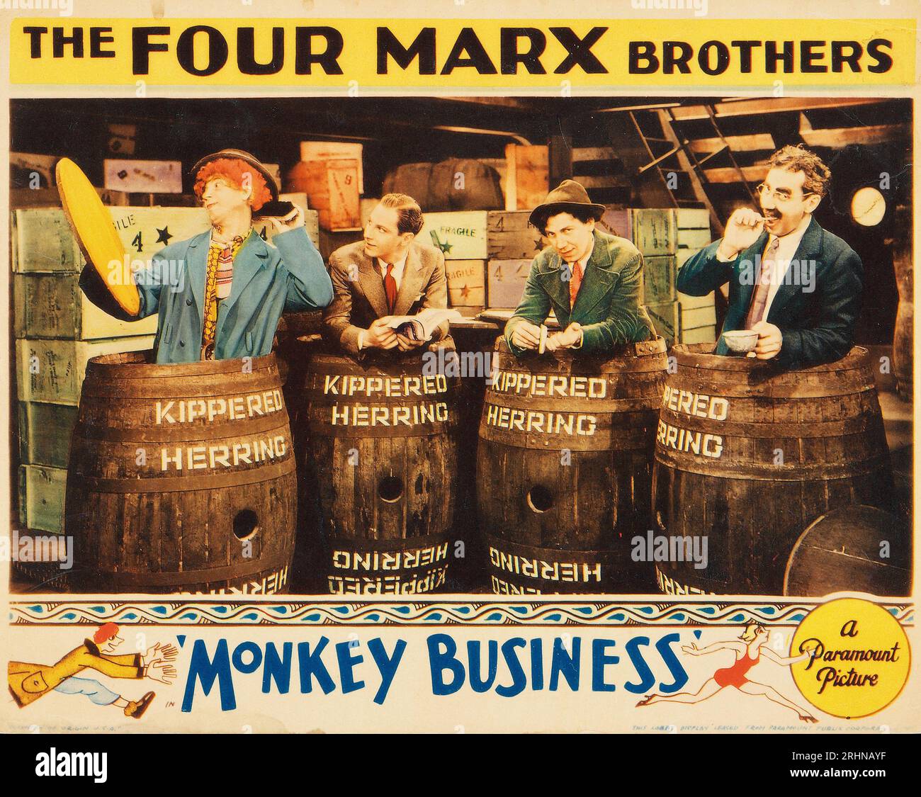 Monkey Business Lobby Card USA The Four Marx Brothers Barrel Card ...