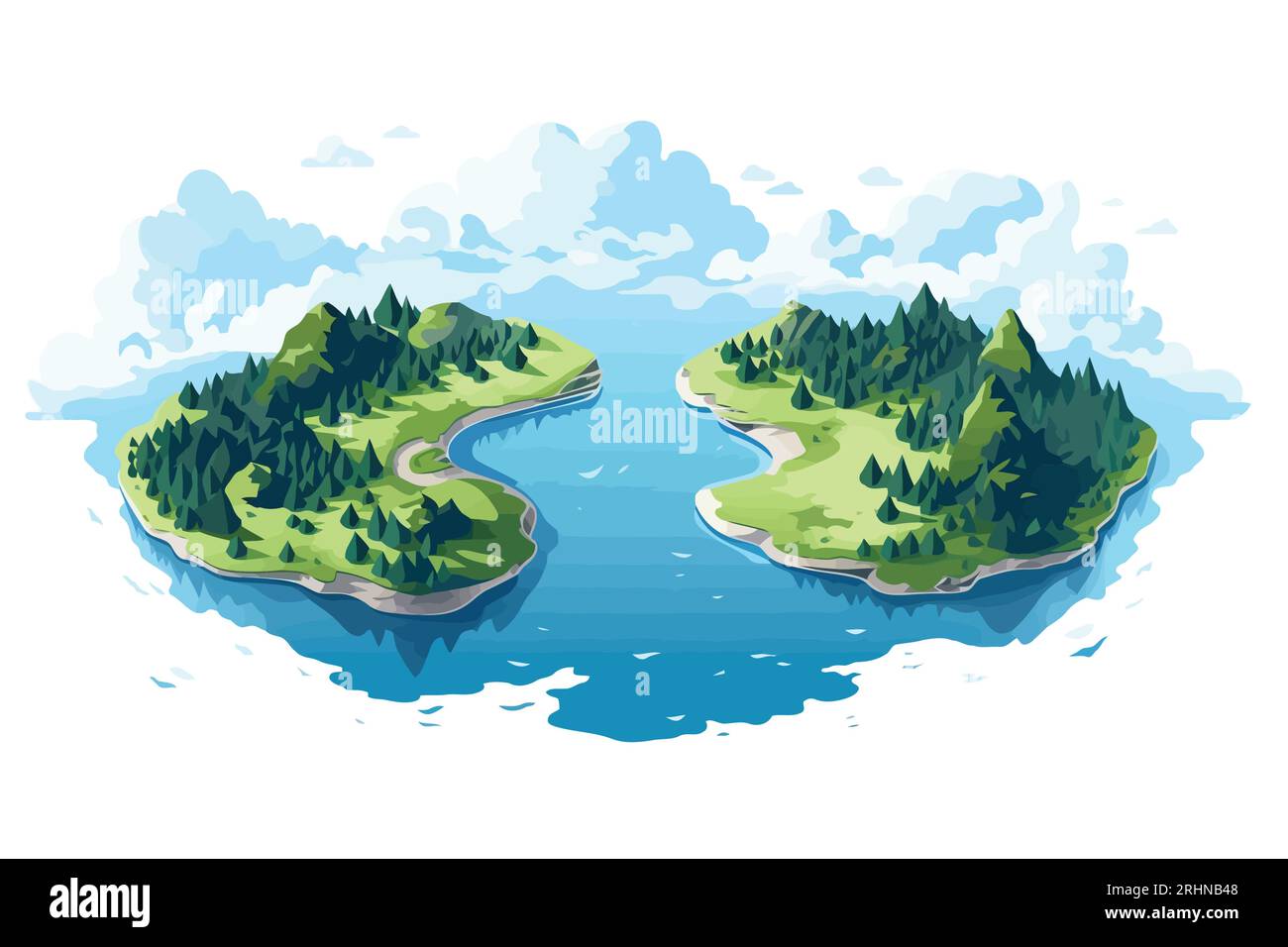 Lake and grass aerial view Stock Vector Images - Alamy