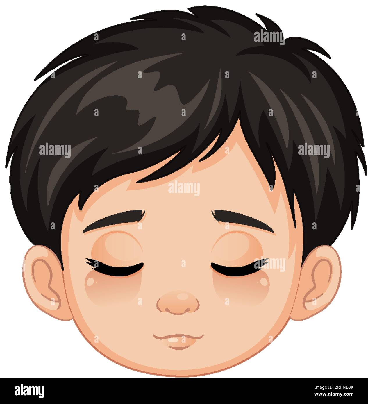 A cartoon illustration of a young boy closing his eyes and relaxing ...