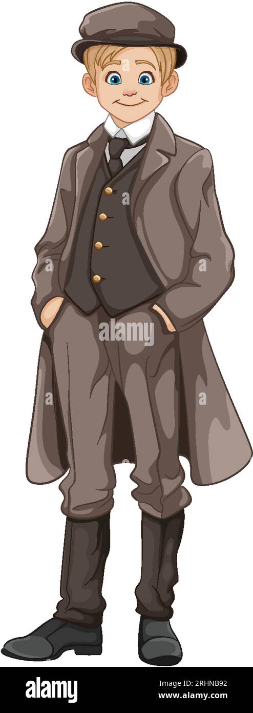 Illustration of a man wearing a Gatsby-style vintage tweed suit and hat ...