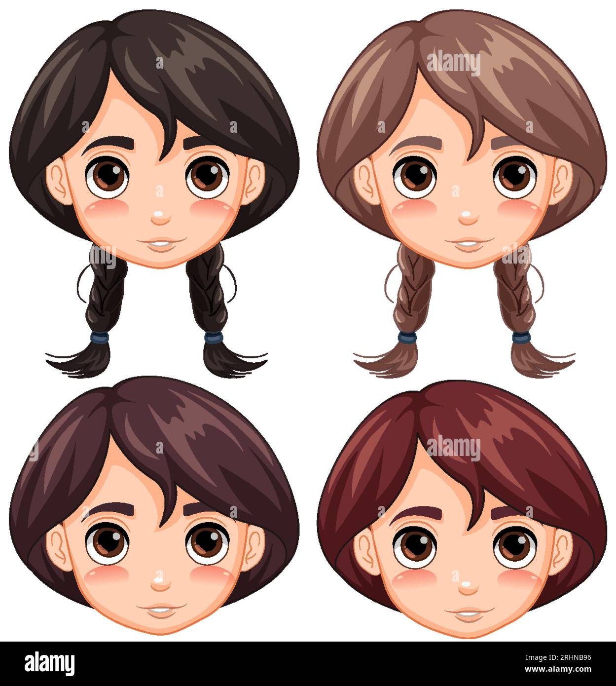 A cheerful cartoon illustration of a group of Asian girls wearing ...