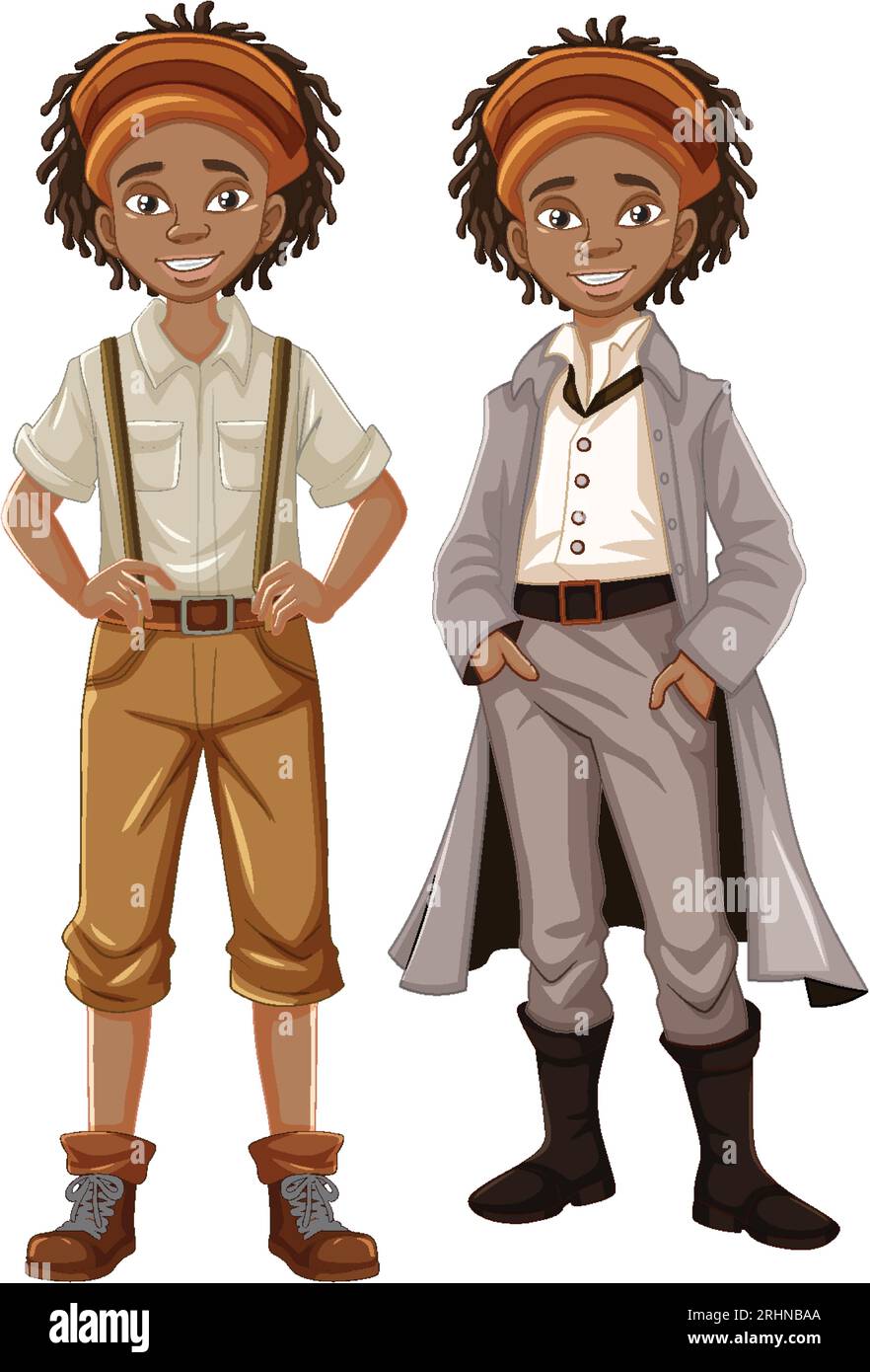 Illustration of a fantasy party character in vintage clothing Stock ...