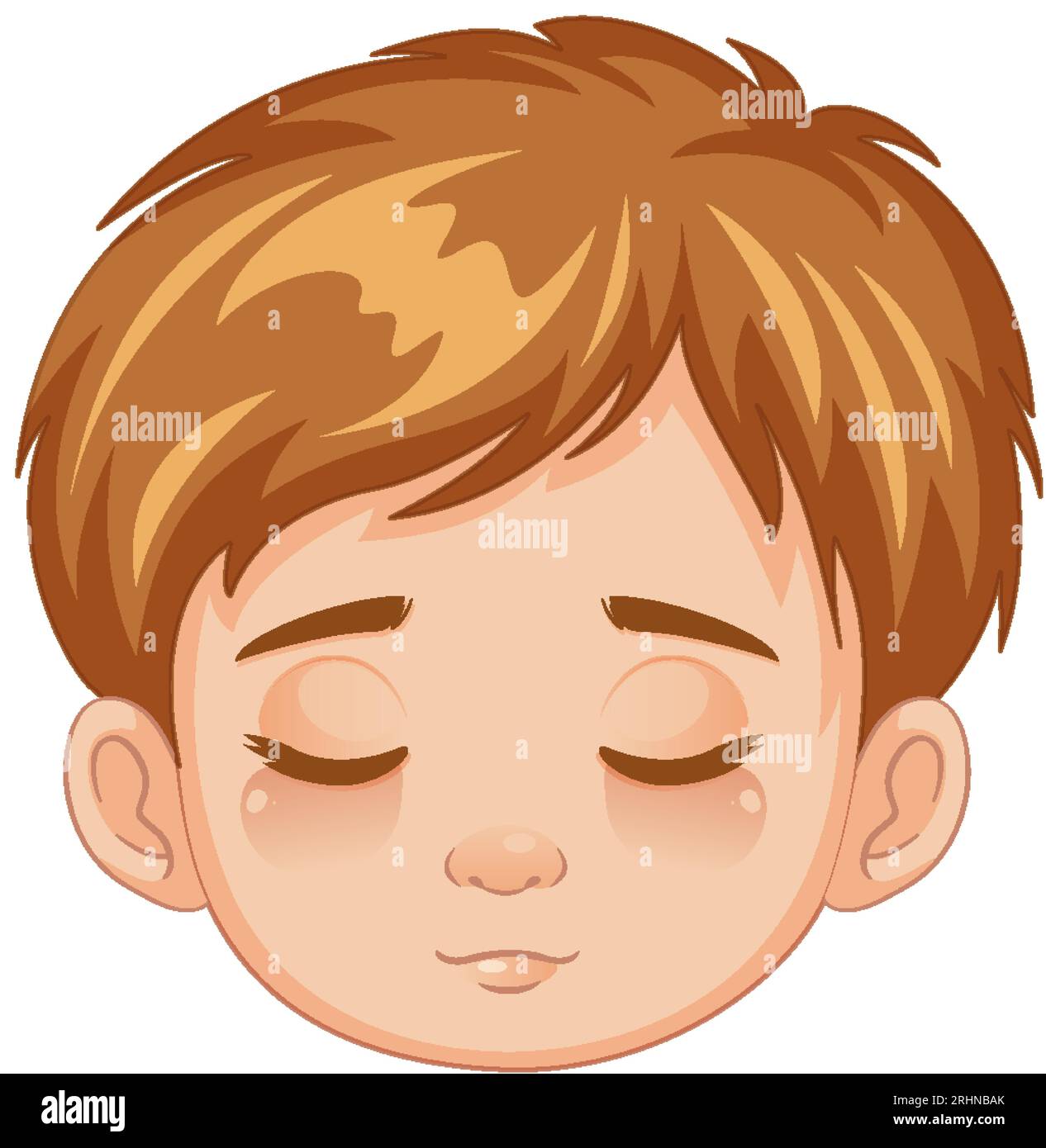 A cartoon illustration of a boy with his eyes closed, taking a moment ...