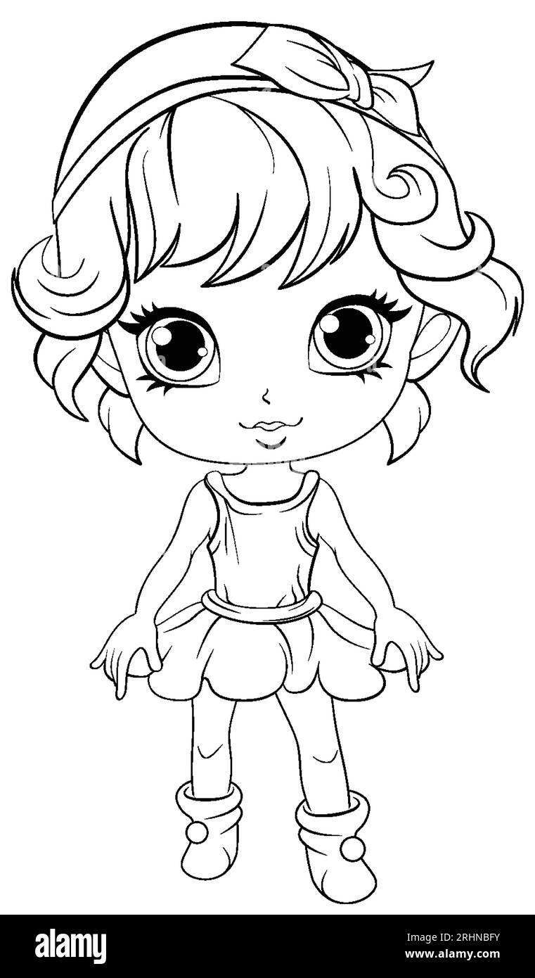 Cute Angel Outline for Creative Coloring illustration Stock Vector ...