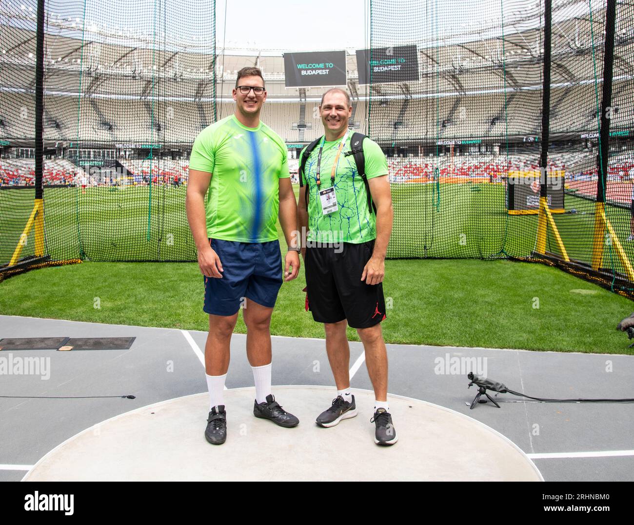 Kristjan Čeh of Slovenia with his coach Gerd Kanter retired Estonian ...