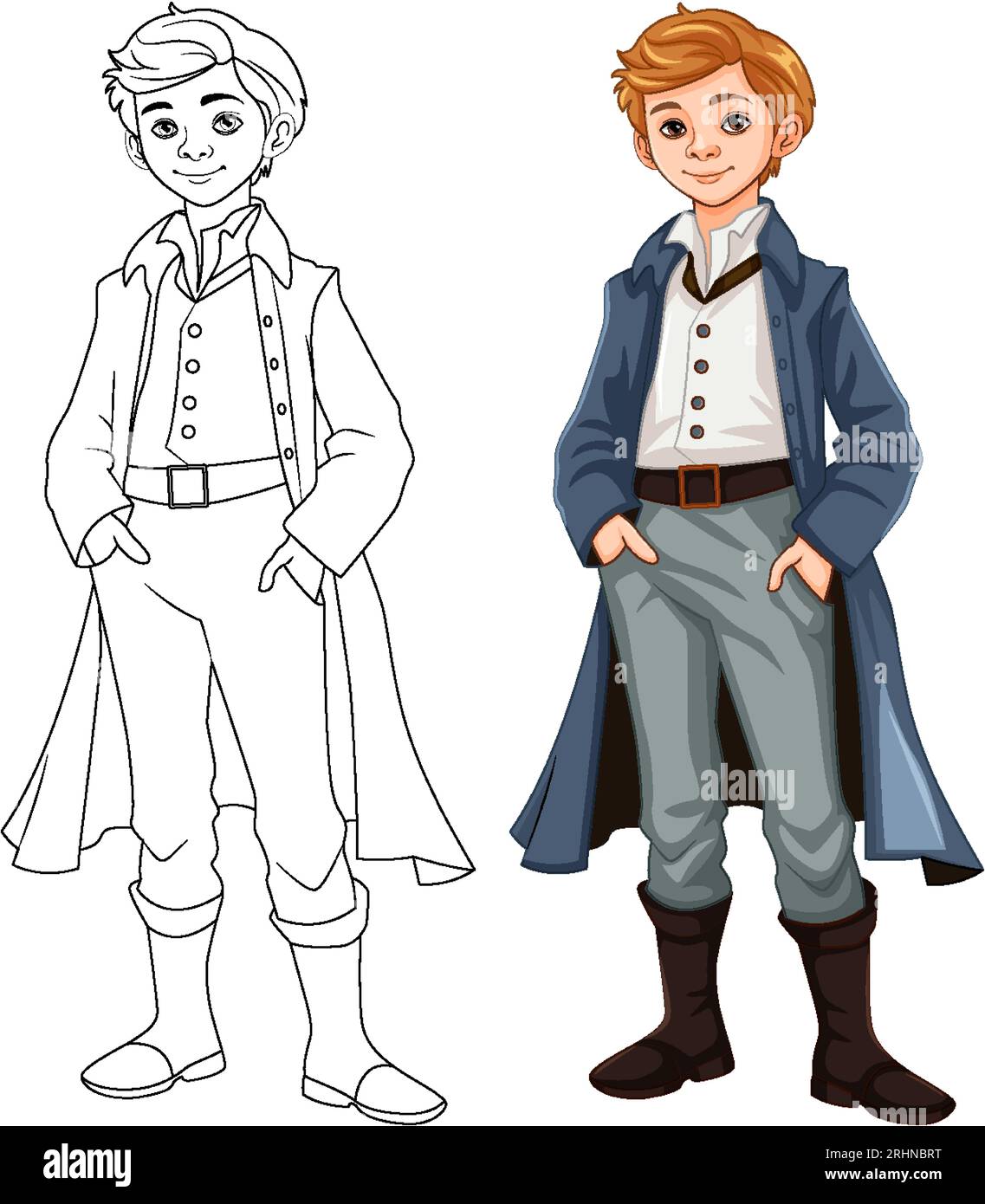 A cartoon illustration of a man wearing a Victorian-style vintage ...