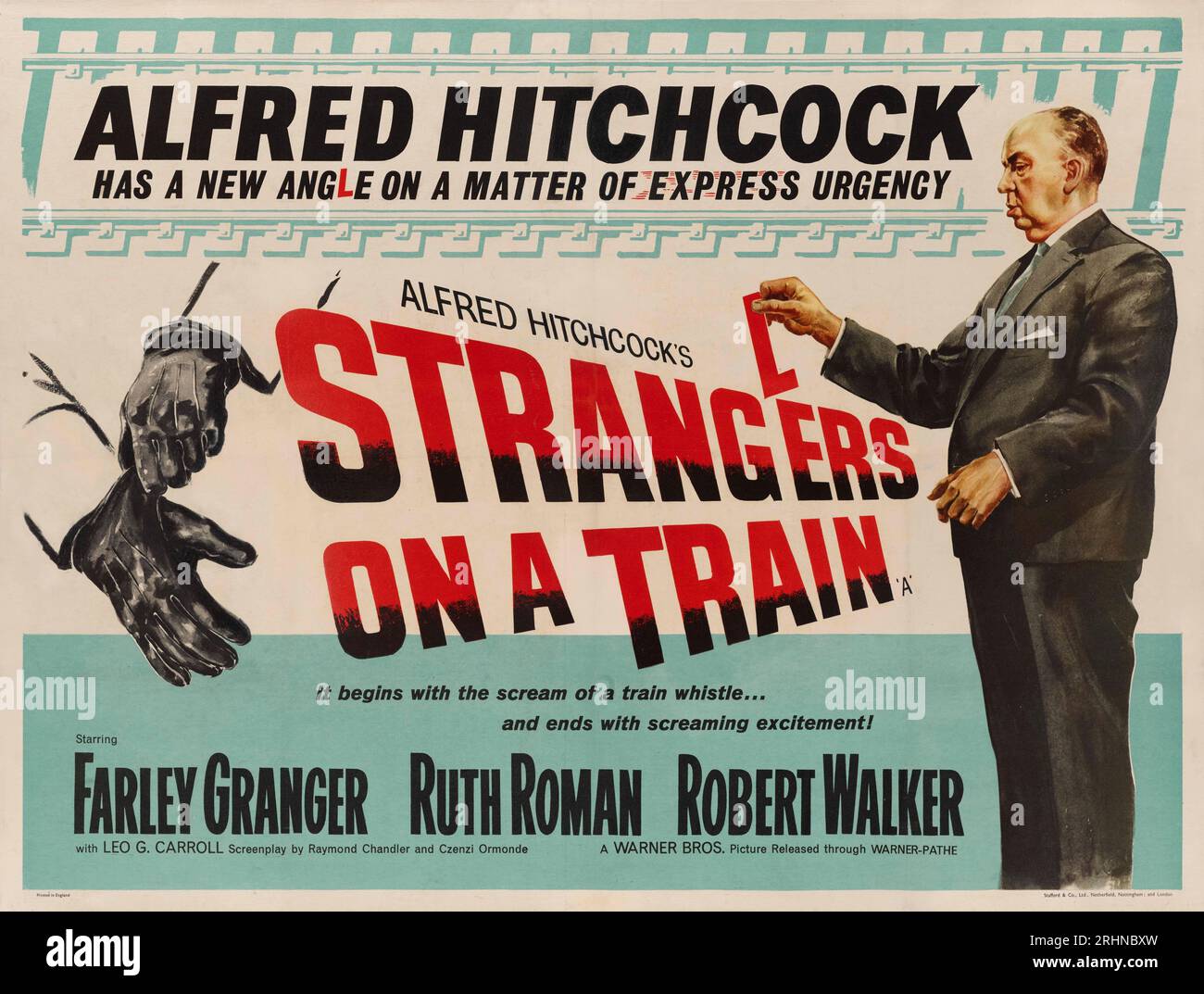 Movie poster "Strangers on a Train" by Alfred Hitchcock. Museum ...