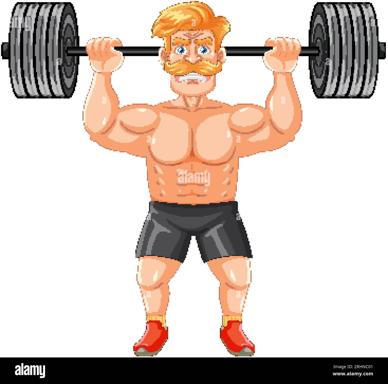 Strong Man Cartoon Lifting Weights Strong Man Lifting Vector Art,