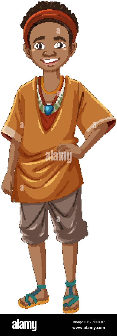 A vector cartoon illustration of a woman wearing traditional African ...