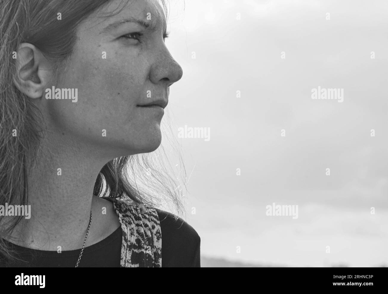 Young happy woman against Black and White Stock Photos & Images - Alamy