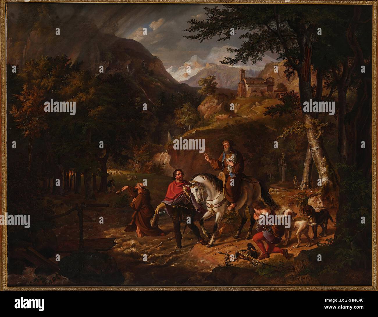 The Habsburg legend: Count Rudolf helps a priest over a torrent. Museum ...