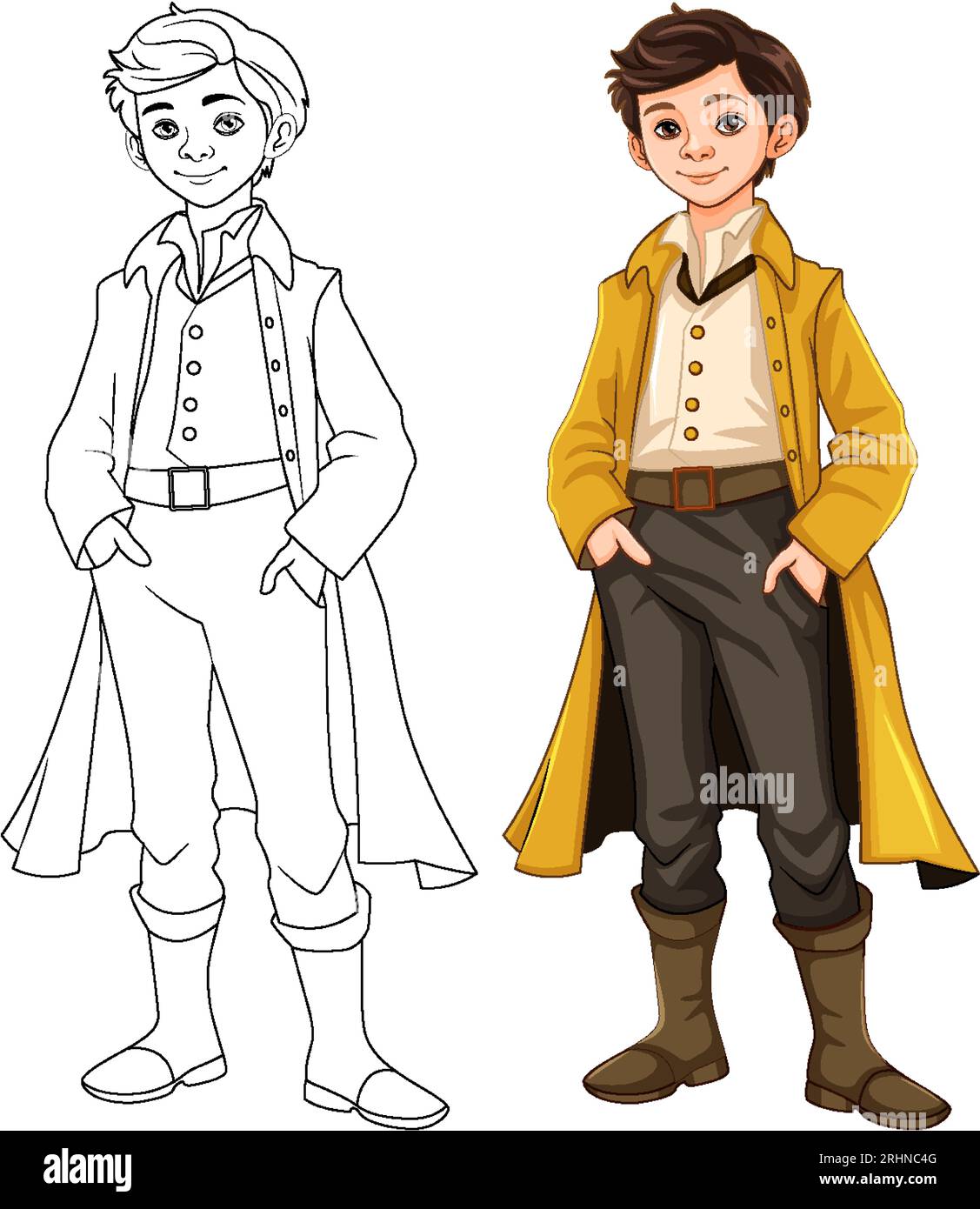 A cartoon illustration of a man wearing a Victorian-style vintage ...