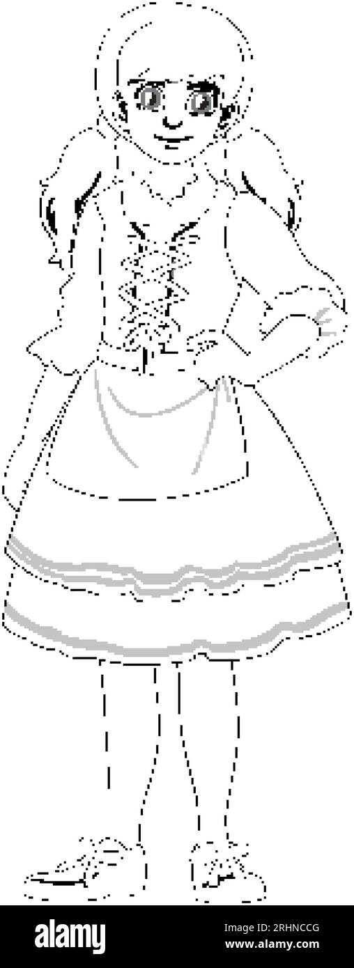 Illustration of a woman wearing a traditional German Bavarian outfit in ...