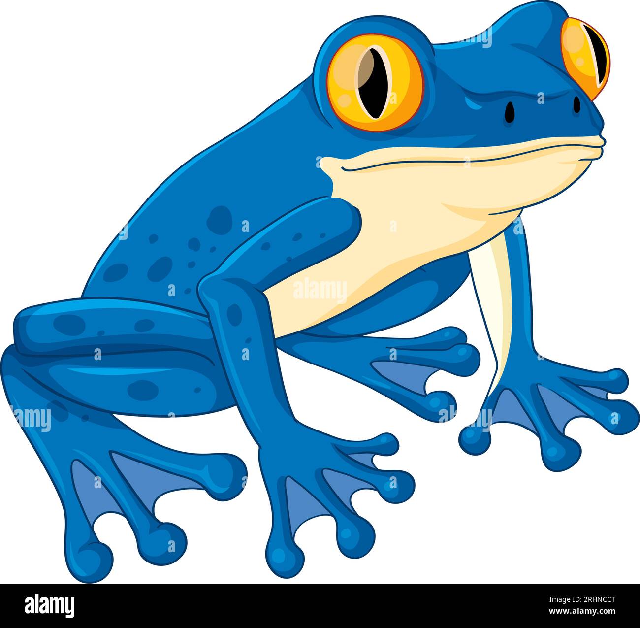 A cheerful cartoon illustration of a blue frog with a friendly ...