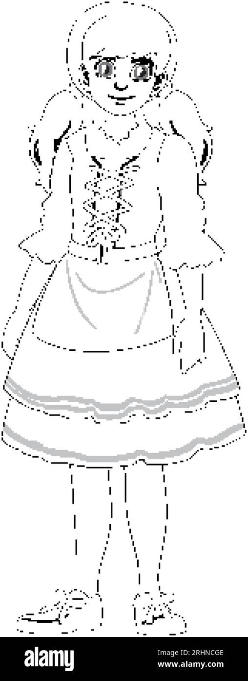 A vector cartoon illustration of a woman wearing a traditional German ...