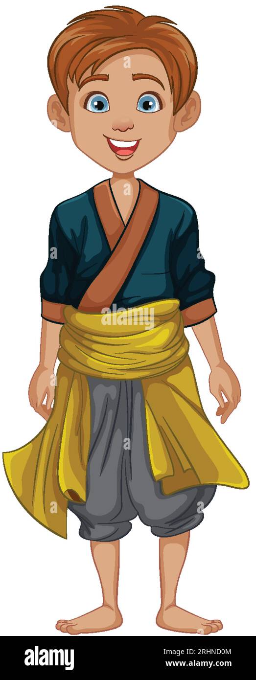 Colorful cartoon characters depicting Thai and Cambodian men in ...