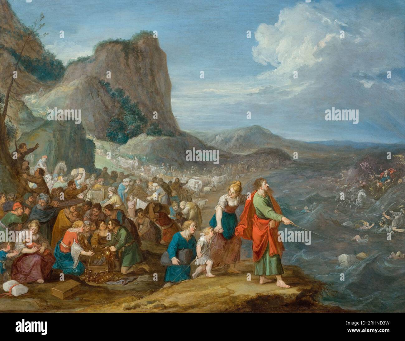 Moses parting the waters of the Red Sea. Museum: PRIVATE COLLECTION ...