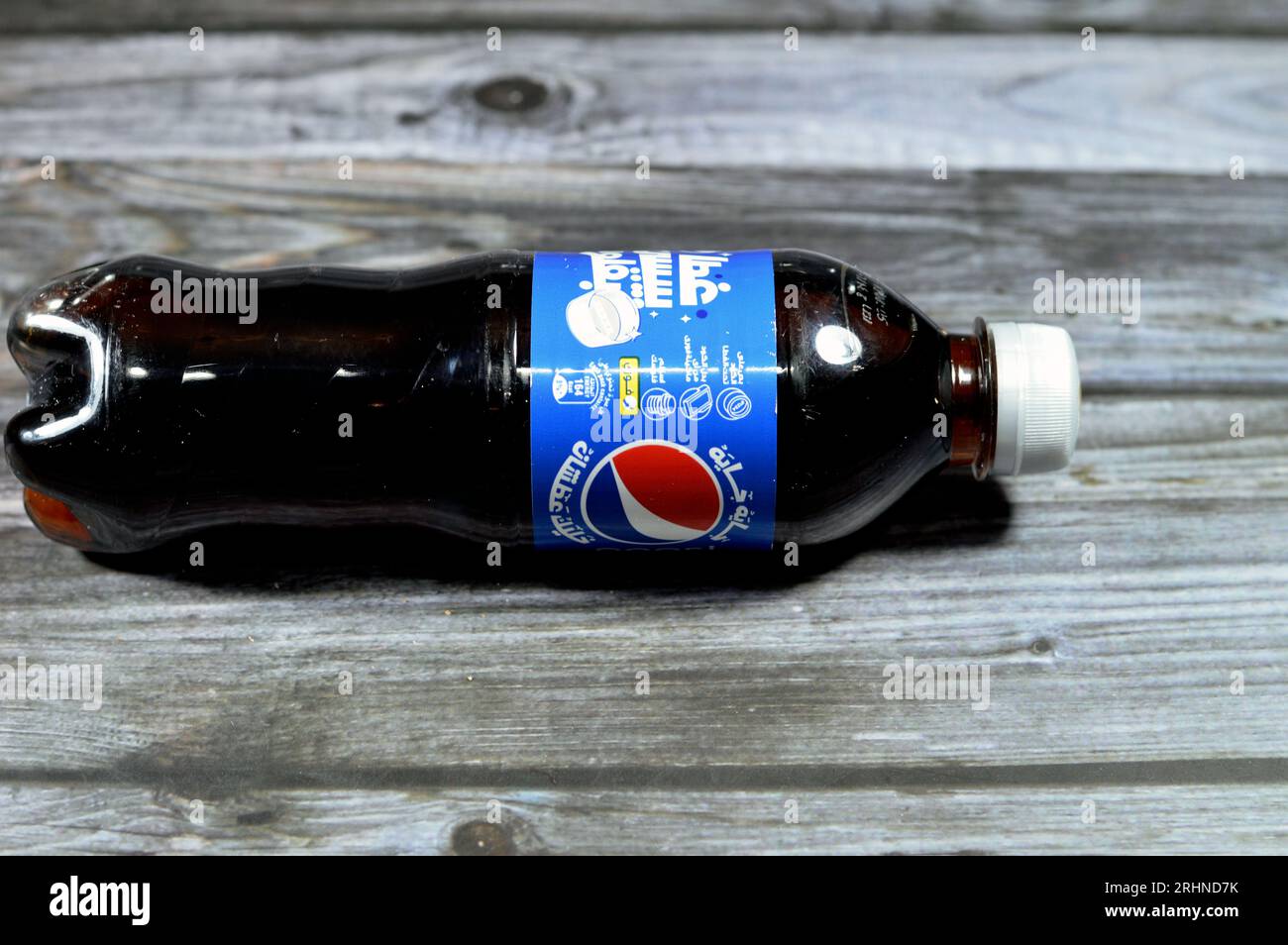 Cairo, Egypt, July 29 2023: Pepsi, a Cola flavor plastic bottle, a ...