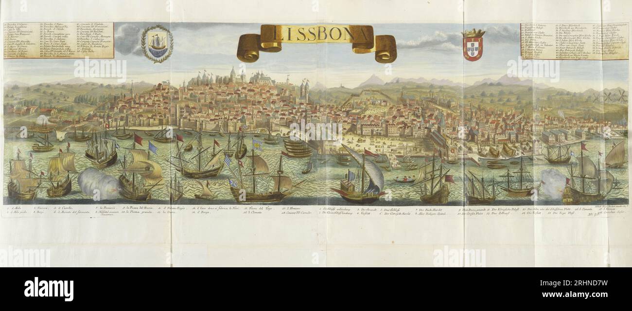 The 1755 Lisbon earthquake. From the "Augsburgische Sammlung" by J. M ...