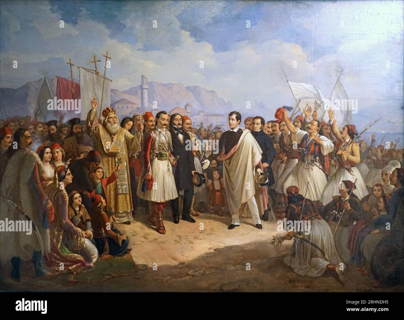 The Reception of Lord Byron at Missolonghi. Museum: National Gallery ...