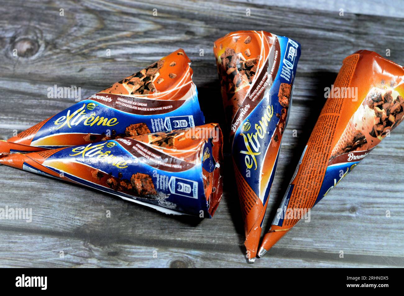 Cairo, Egypt, July 27 2023: Extreme Nestle chocolate ice cream cone ...
