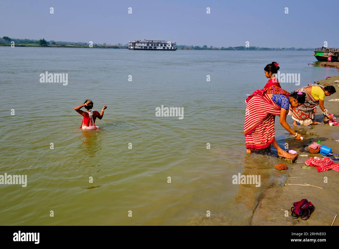 India, West Bengal, the Hooghly River, a tributary of the Ganges ...