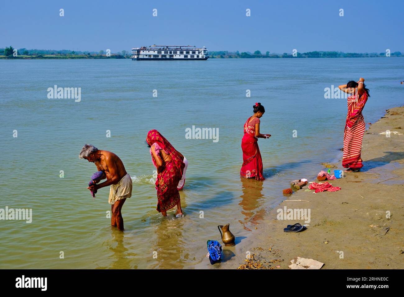 India, West Bengal, the Hooghly River, a tributary of the Ganges ...