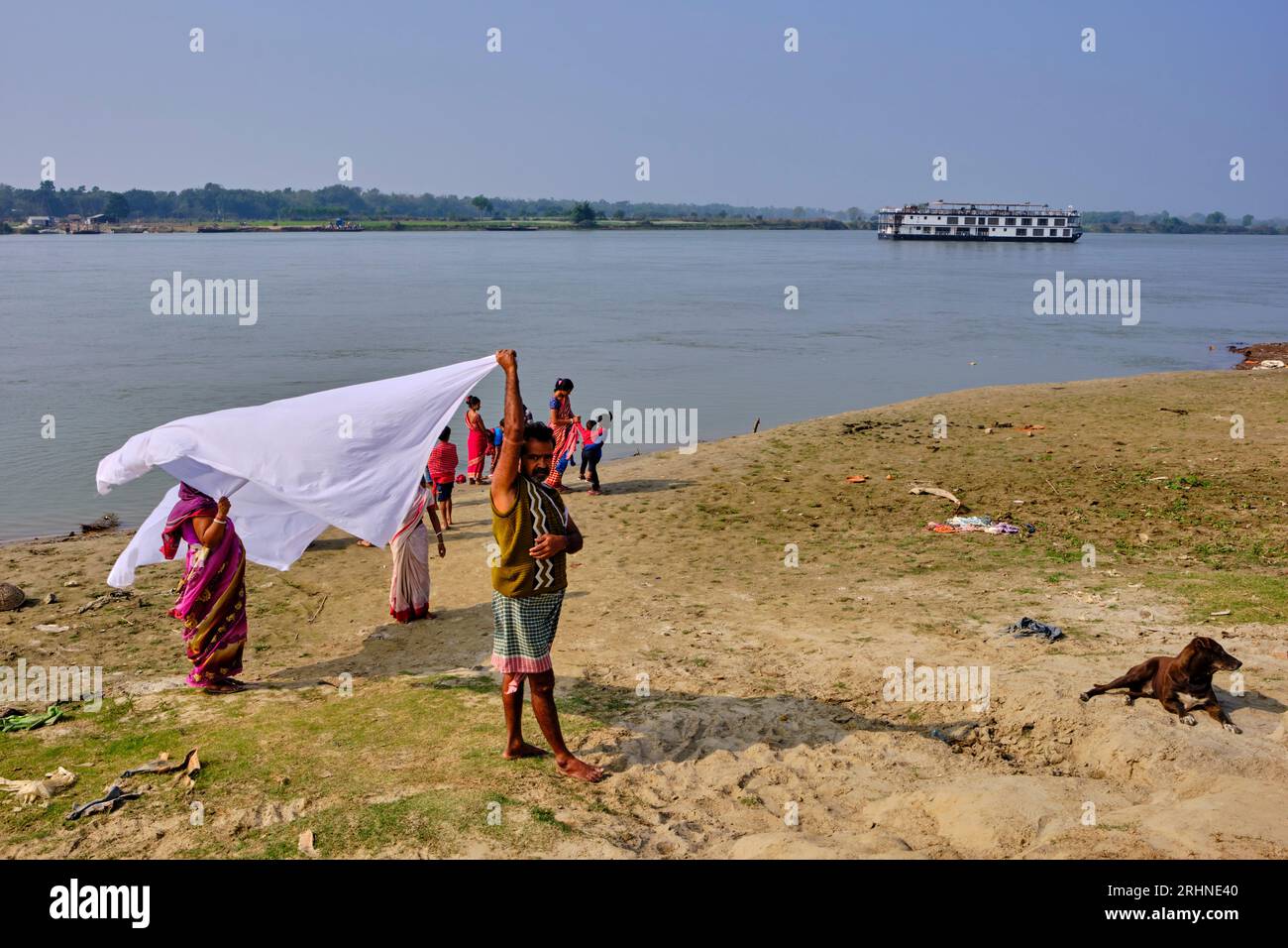 India, West Bengal, the Hooghly River, a tributary of the Ganges ...