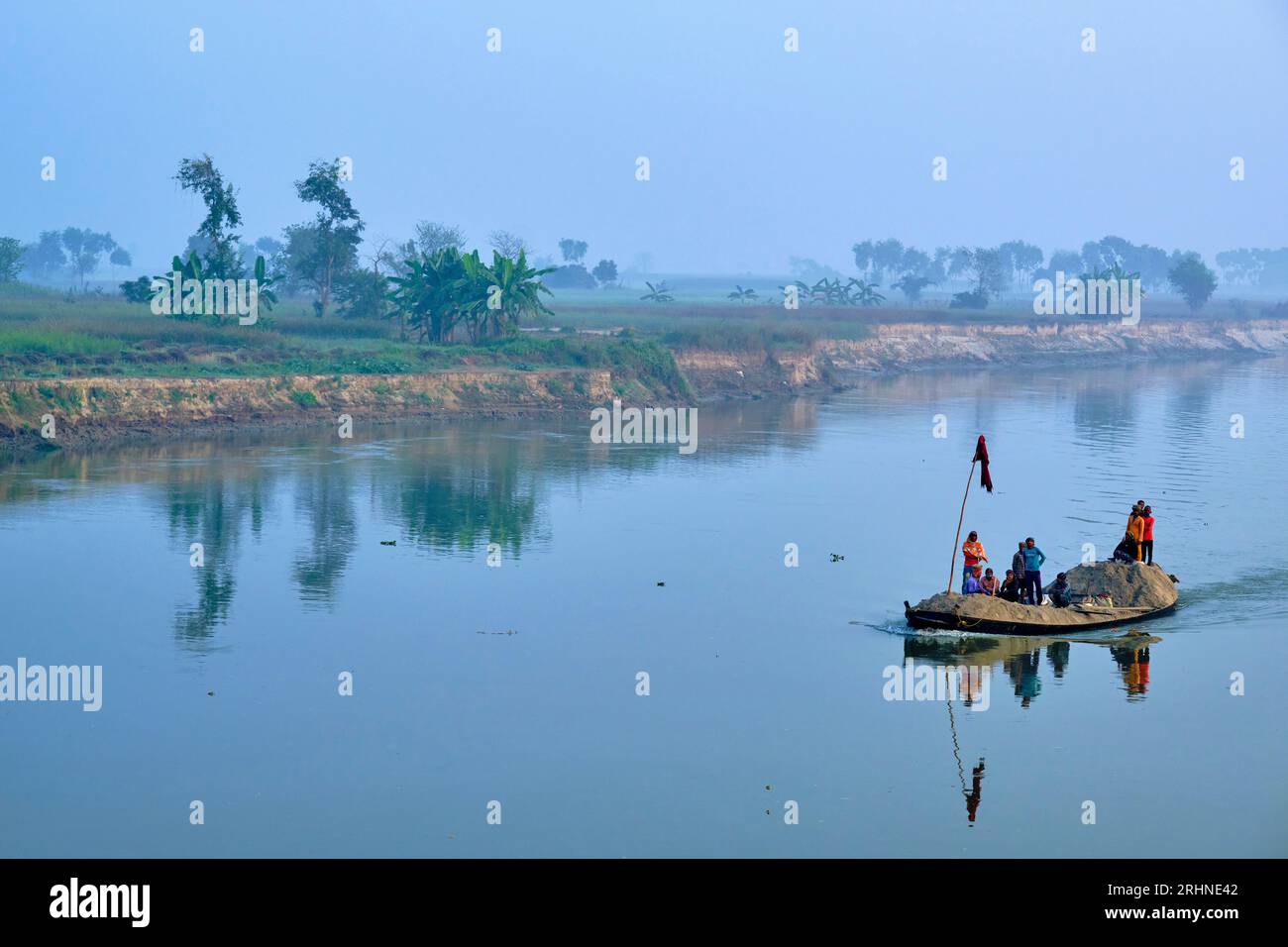 India, West Bengal, the Hooghly River defluent of the Ganges, river ...