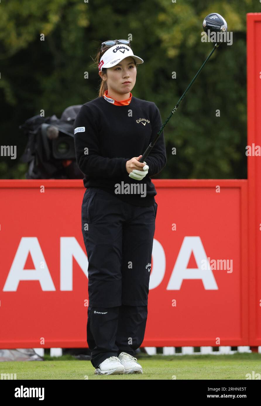 Yuna Nishimura tees off on the 1st during day two of the ISPS Handa ...