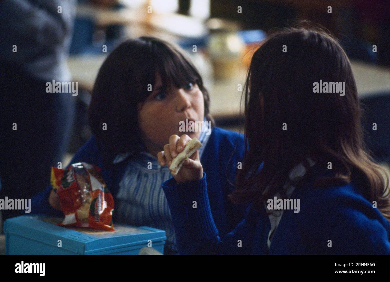 Primary School Students having Conversation While Eating Lunch 1990's ...