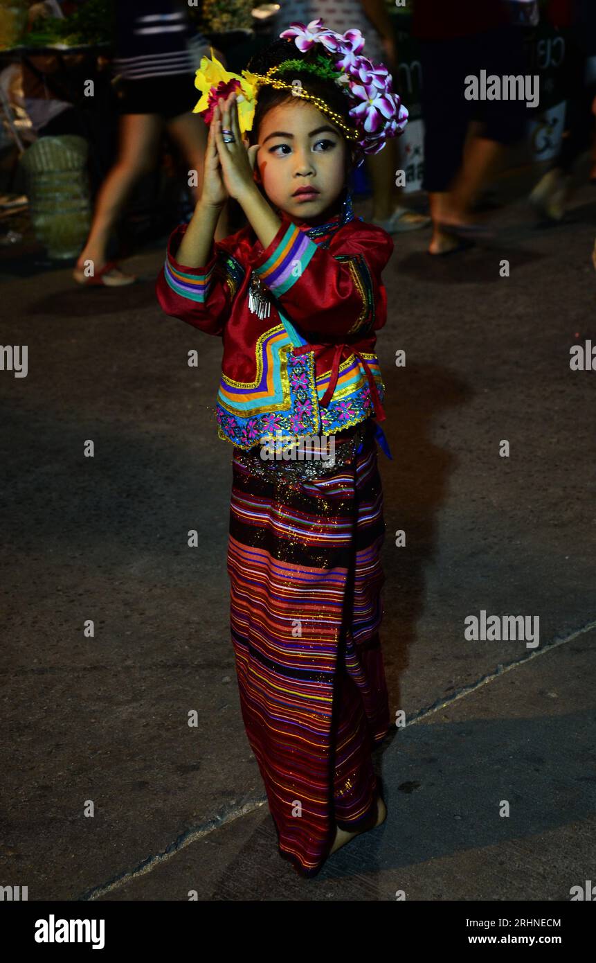 Thai children people group band show traditional dancing culture of ...
