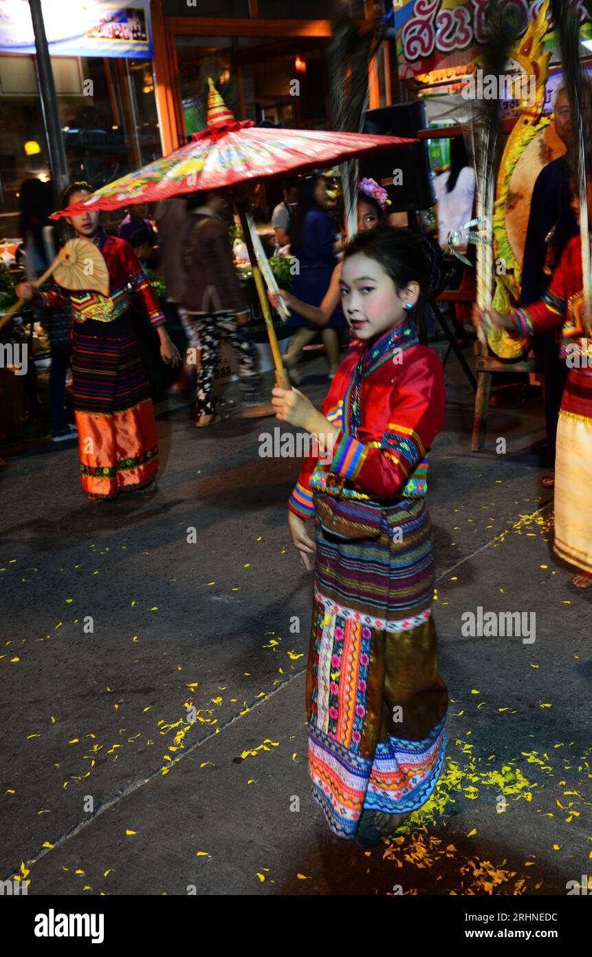 Thai children people group band show traditional dancing culture of ...
