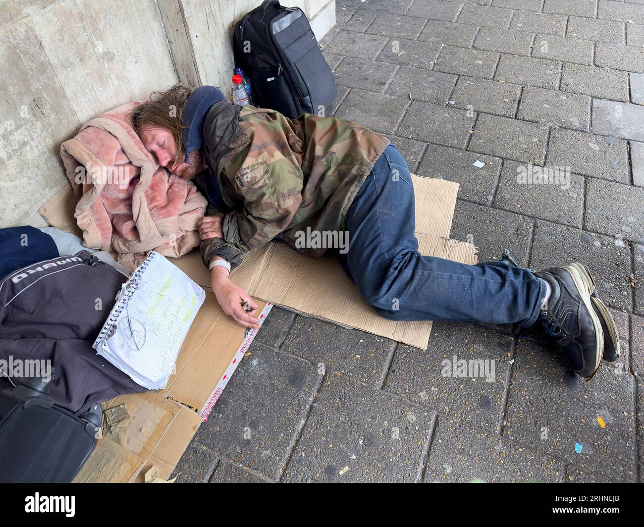 down and out, sleeping on the streets Stock Photo - Alamy