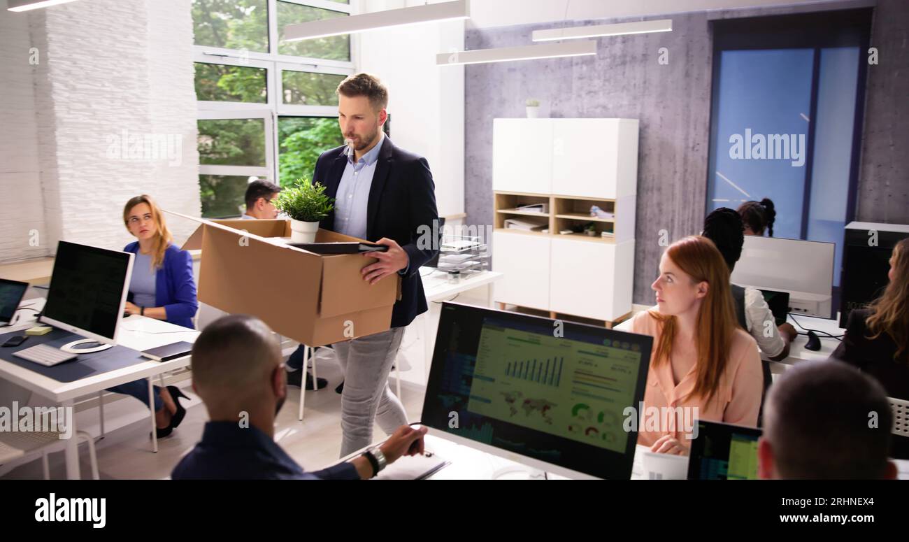 Employee Layoff Or Resign In Office. Moving Box Stock Photo - Alamy