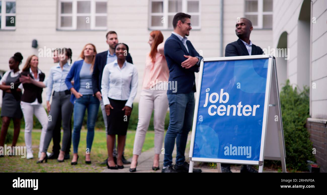 Job Centre Line. Unemployed Job Seeker Group Stock Photo - Alamy
