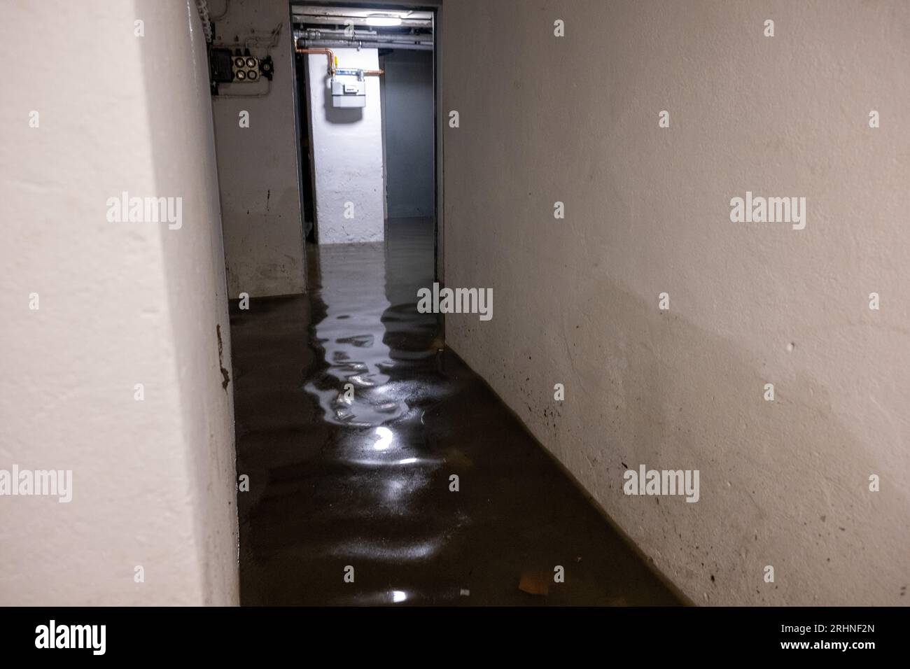 Nuremberg, Germany. 18th Aug, 2023. A cellar is under water. After the ...