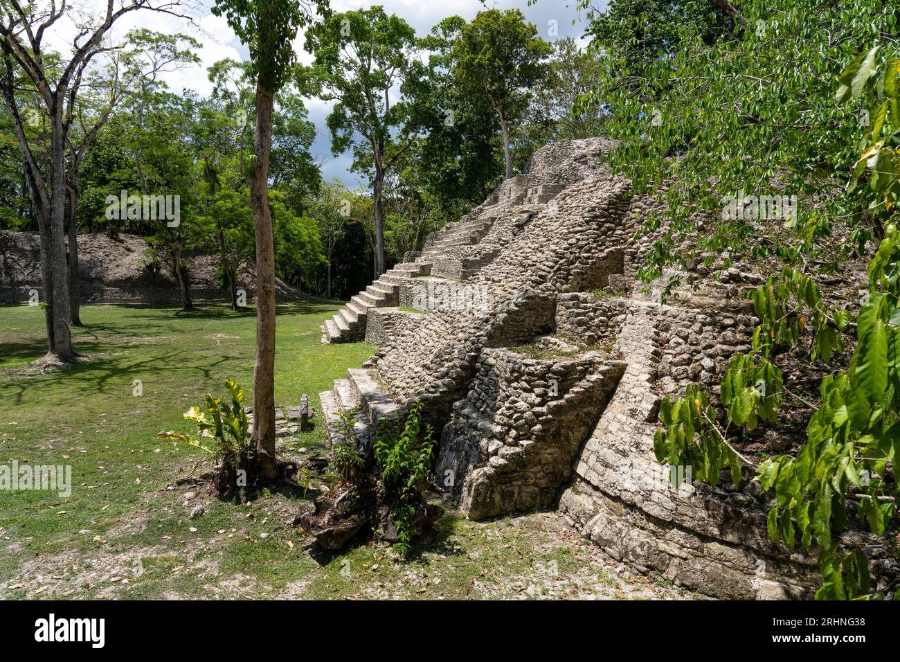 Structures B3 with B2 & B7 behind on Plaza B in the Mayan ruins in the ...