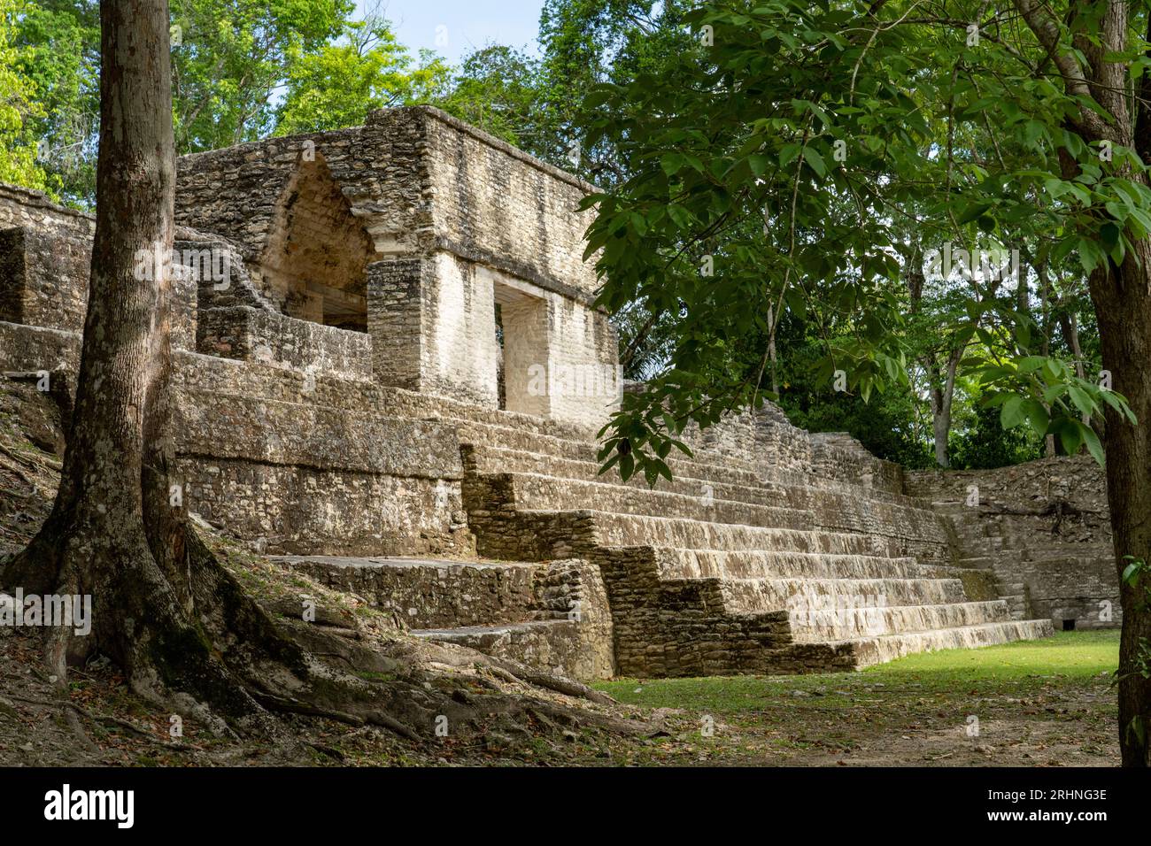 Structure A2 facing Plaza B in the Mayan ruins in the Cahal Pech ...