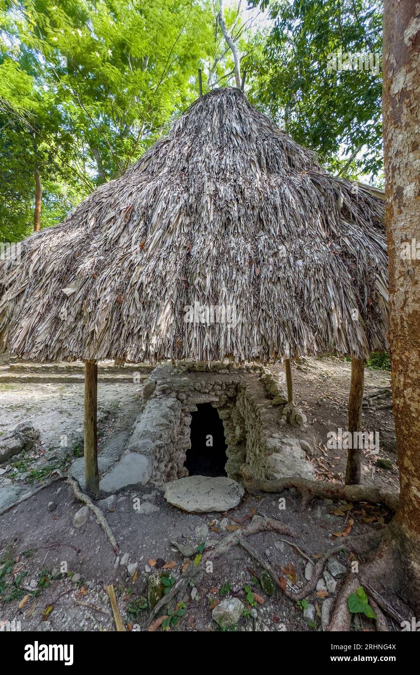 Tomb H2 in Plaza H in the Mayan ruins in the Cahal Pech Archeological ...