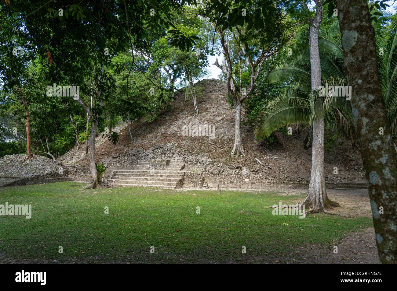 The rear of pyramid B1 faces Plaza C in the Mayan ruins in the Cahal ...